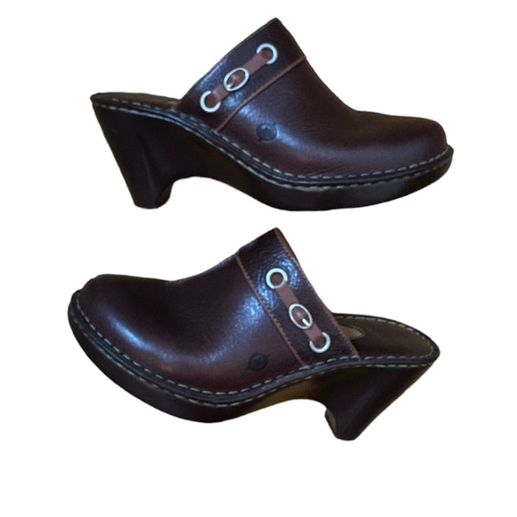 Born | Shoes | Born Brown Leather Slipon Boho Y2k Chunky Heel Wedge ...